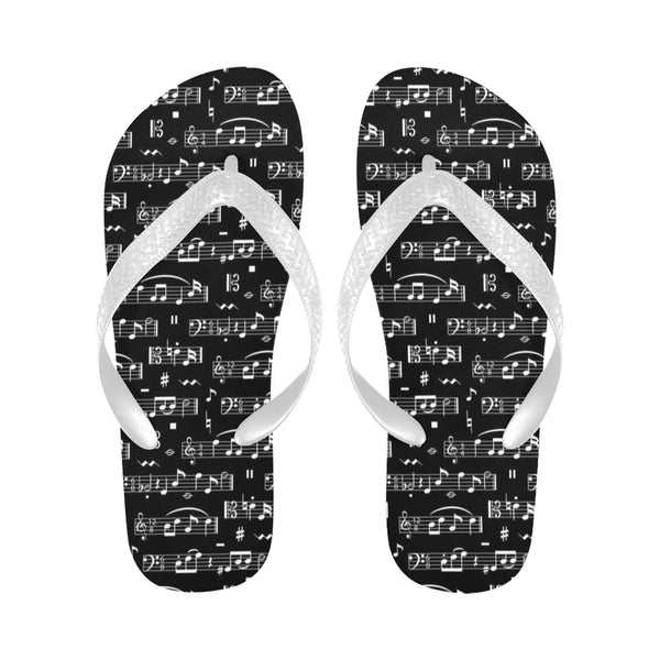 Black Music Notes Flip Flops (Unisex) - Artistic Pod
