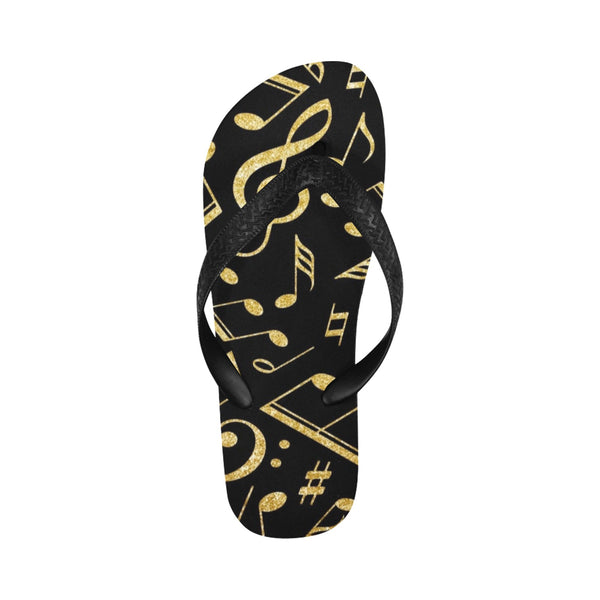 Gold Music Notes Flip Flops (Unisex) - Artistic Pod