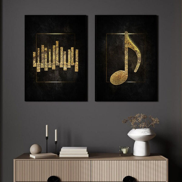 Gold Music Note Instrument Poster - Artistic Pod