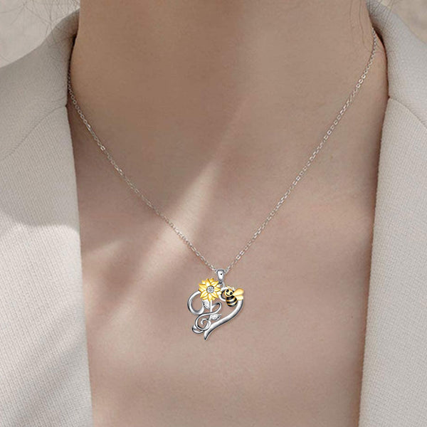 Bee Flower Treble Clef Necklace - Artistic Pod