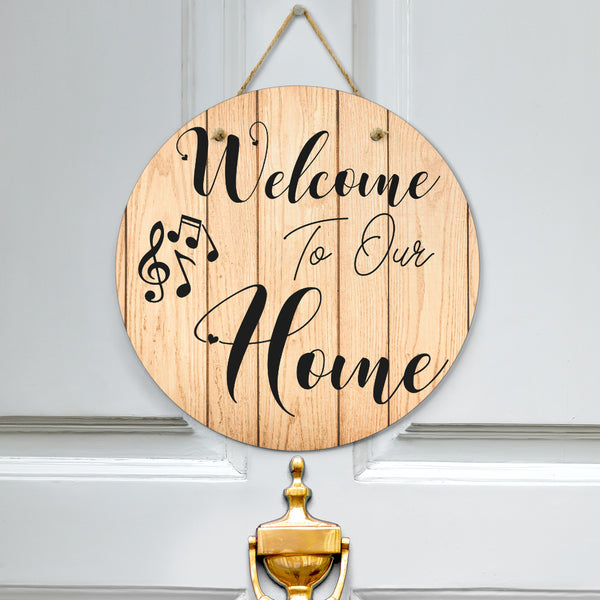 Music Notes Welcome Door Sign - Artistic Pod