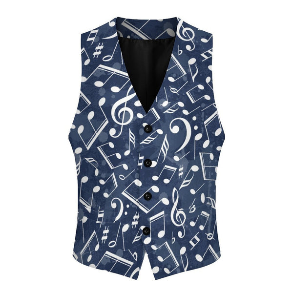 Men's Music Ocean Print Suit Vest - Artistic Pod