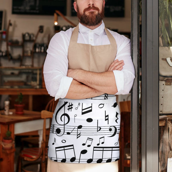Monotone Music Half Apron - Artistic Pod