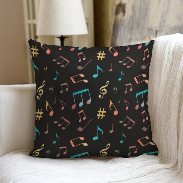 Colorful Music Notes Print Pillow (With Inserts) - Artistic Pod