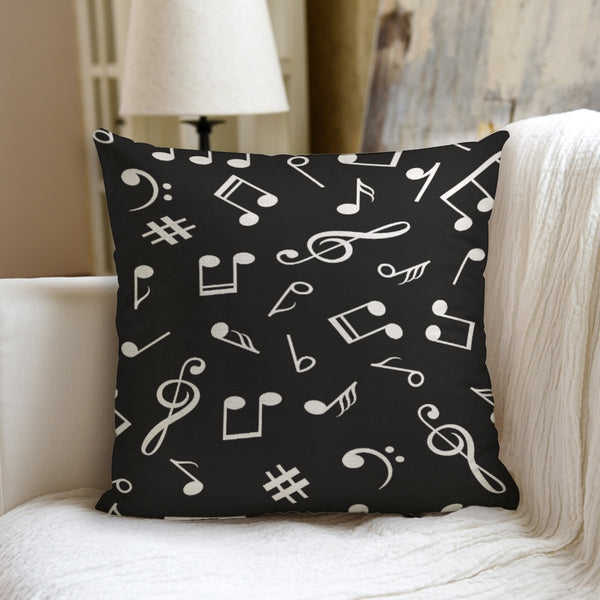 White Music Notes Print Pillow (With Inserts) - Artistic Pod