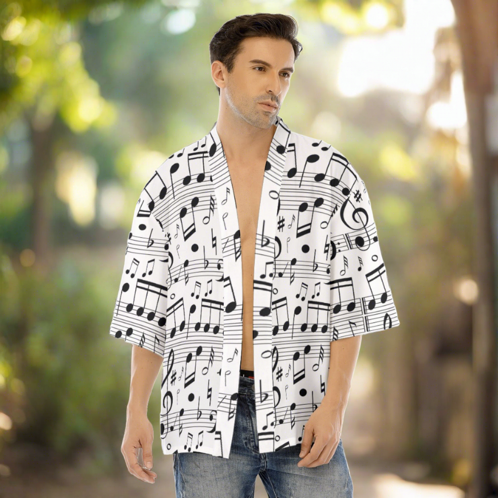 Music Note Collar Zipper Shirt - Artistic Pod