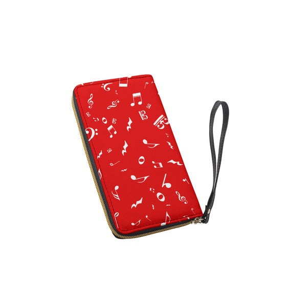 Music Notes Red Zip Wallet - Artistic Pod