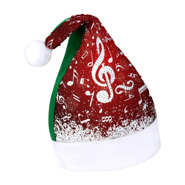 Treble Clef Christmas Sequin Santa Hat - Artistic Pod