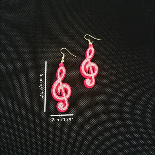 Pink Treble Clef Music Earrings - Artistic Pod