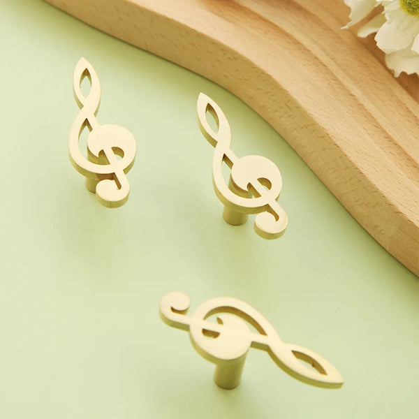 Music Note Brass Furniture Handle Knob - Artistic Pod