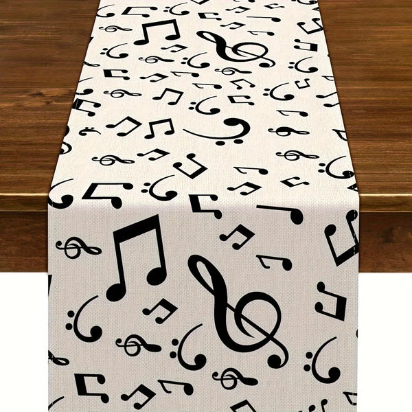 Musical Notes Linen Table Runner - Artistic Pod