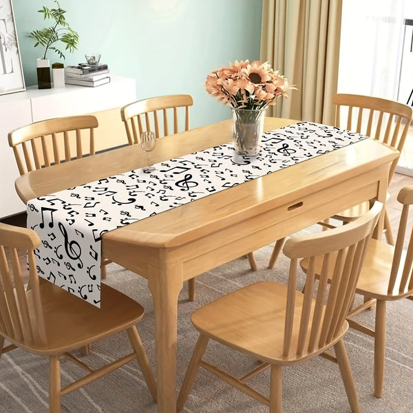 Musical Notes Linen Table Runner - Artistic Pod