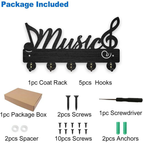 Wooden Music Notes Wall Hanger - Artistic Pod