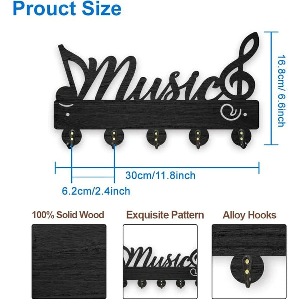 Wooden Music Notes Wall Hanger - Artistic Pod