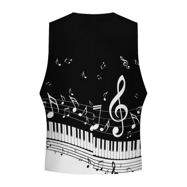 Men's Classical Piano & Music Pattern Suit Vest - Artistic Pod