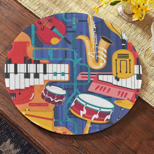 [USA Only] Music Instruments Round Placemat - Artistic Pod
