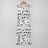 Classic Music Notes Sleeveless Long Dress - Artistic Pod