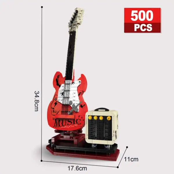 Red Electric Guitar Building Blocks Bluetooth Speaker - Artistic Pod