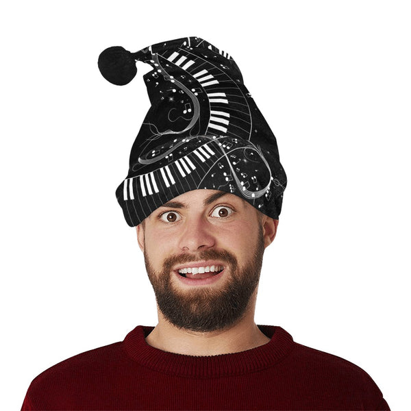 Music Notes Black Santa Hat - Artistic Pod