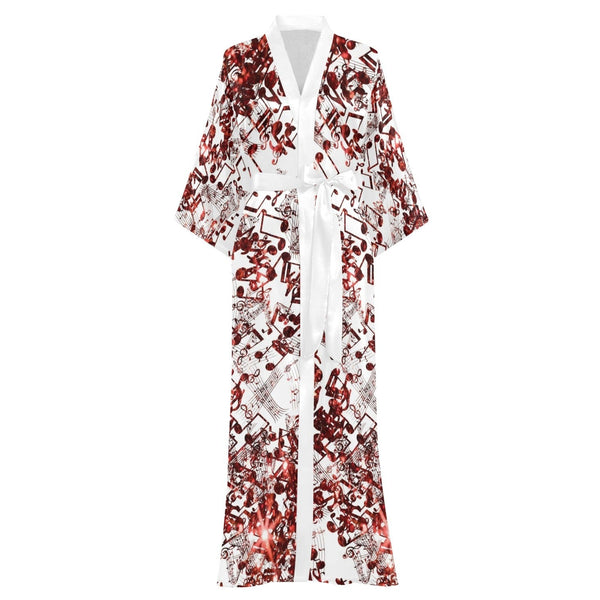 Red Music Notes Kimono Robe - Artistic Pod