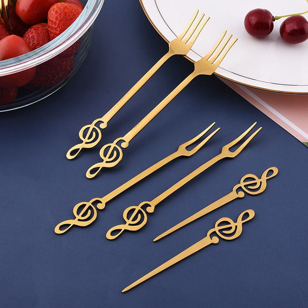 Treble Clef Fruit Fork Set - Artistic Pod