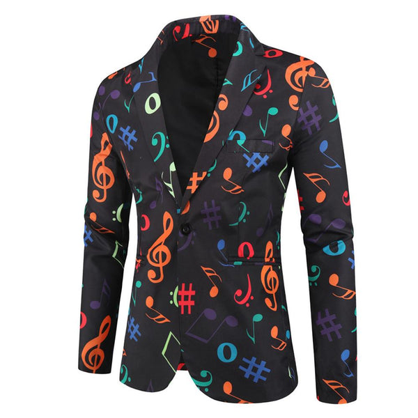 Colorful Music Notes Men's Suit Set (2pcs - Blazer & Pants) - Artistic Pod