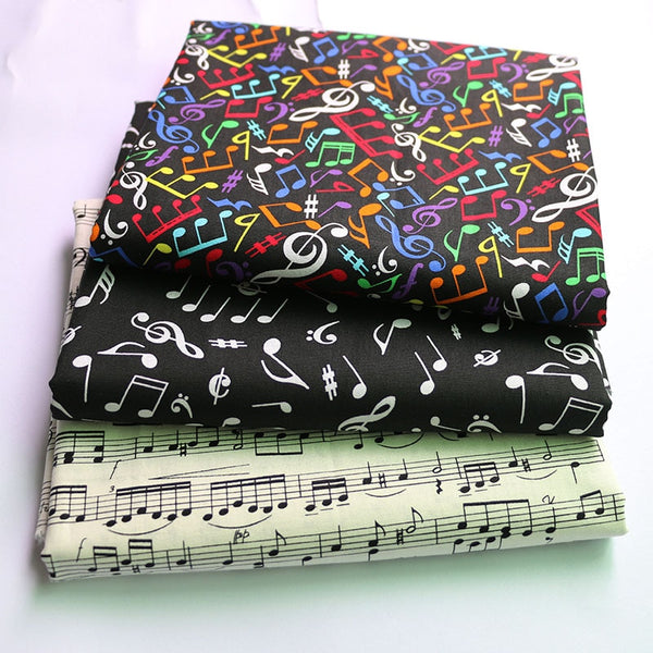 Music Notes Cotton Fabric - Artistic Pod