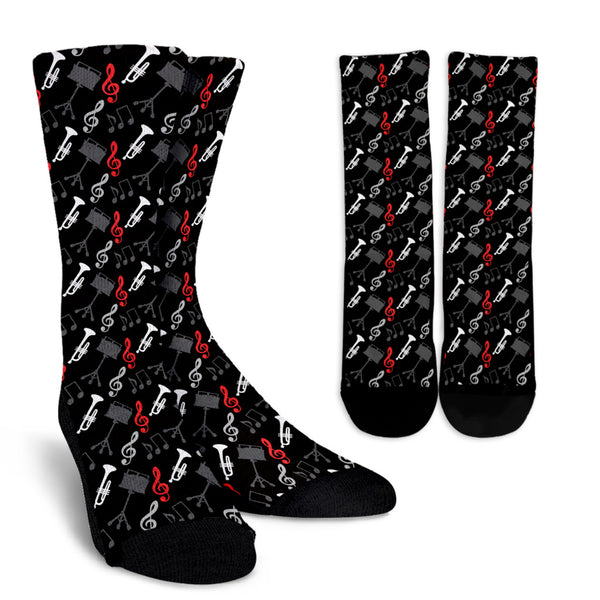 Trumpet & Clefs Music Crew Socks - Artistic Pod