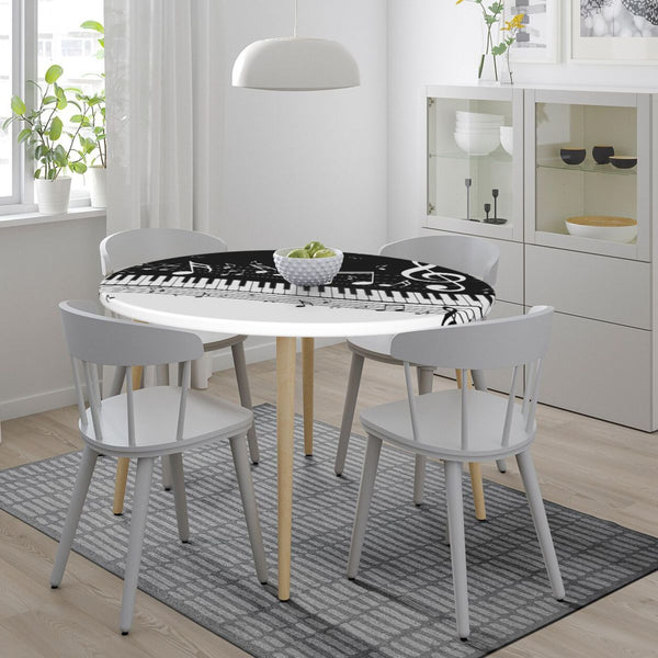 Music Note Round Elastic Tablecloth - Artistic Pod