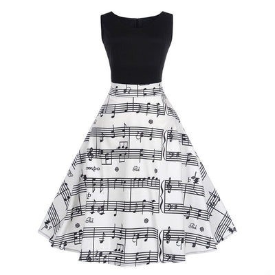 Retro Music Note Casual Dress - Artistic Pod