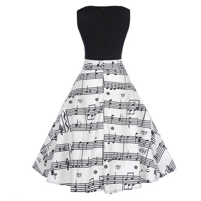 Retro Music Note Casual Dress - Artistic Pod