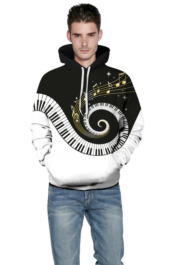 3D Print Piano Keys & Music Note Hoodie - Artistic Pod