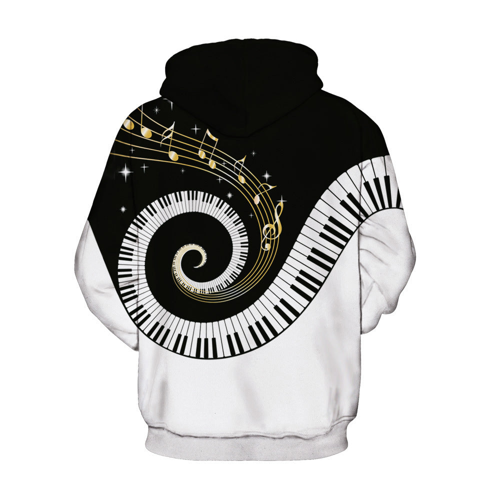 3D Print Piano Keys & Music Note Hoodie - Artistic Pod