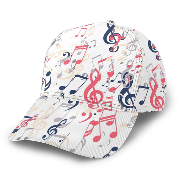 Music Notes White Cap - Artistic Pod