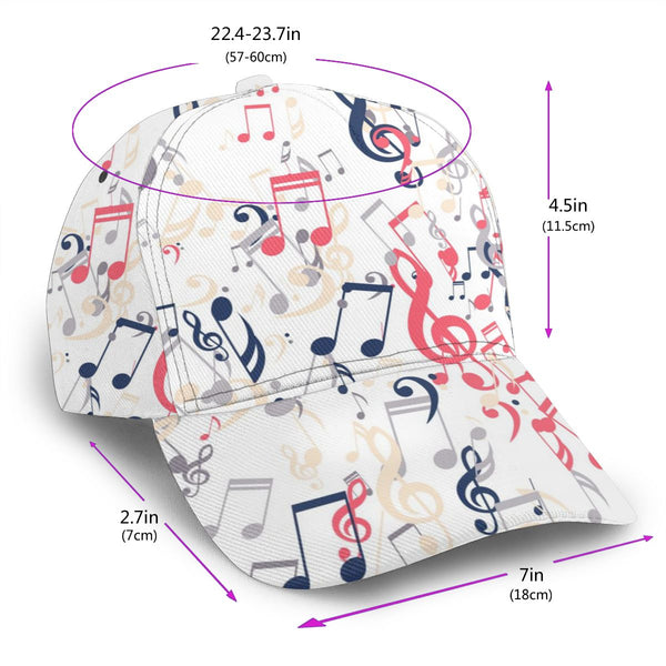 Music Notes White Cap - Artistic Pod