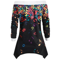 Musical Note Off Shoulder Top - Artistic Pod