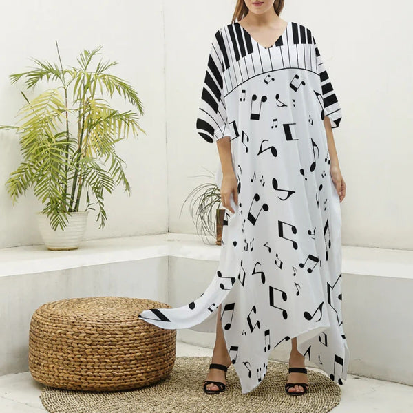 Piano Music Notes Kaftan Robe - Artistic Pod