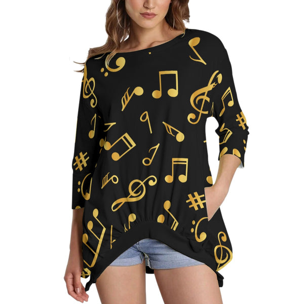 Golden Music Notes Sweatshirt - Artistic Pod