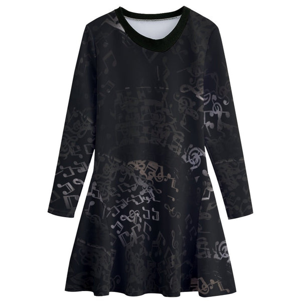 Music Notes Dress Long Sleeve - Artistic Pod
