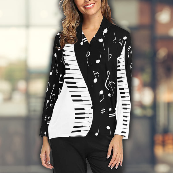 Piano Music Notes Long Sleeve Shirt - Artistic Pod