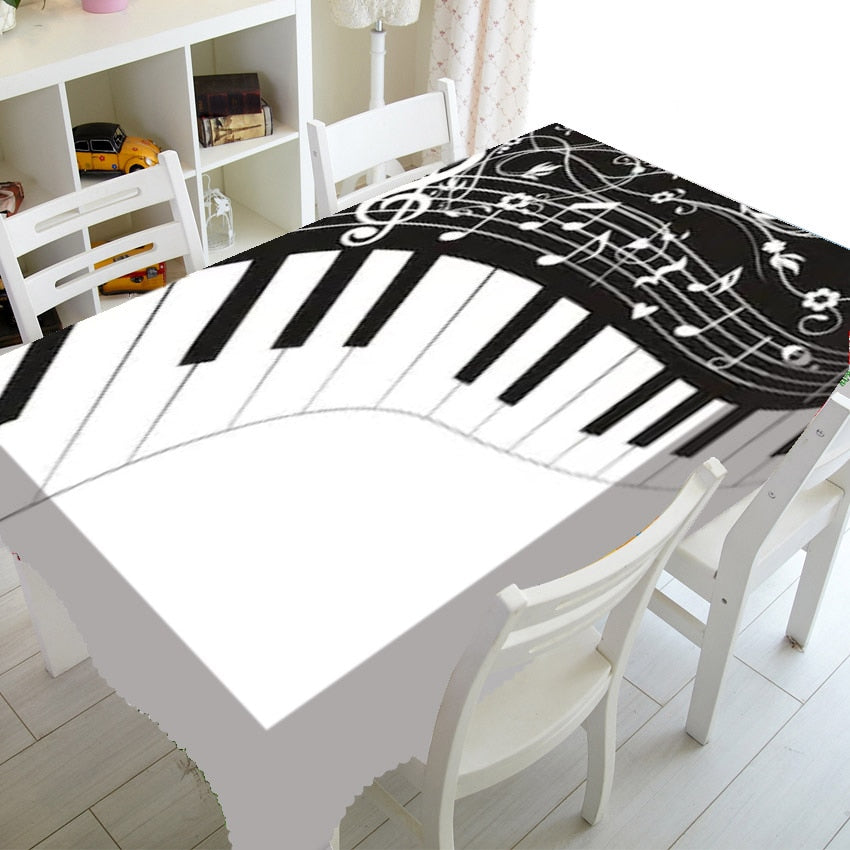 Music Notes And Piano Keys Tablecloth - Artistic Pod