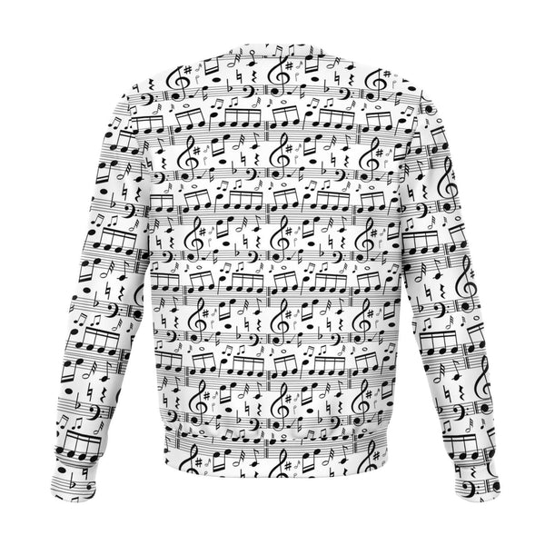 Music Notes Piano Keys White Sweatshirt - Artistic Pod