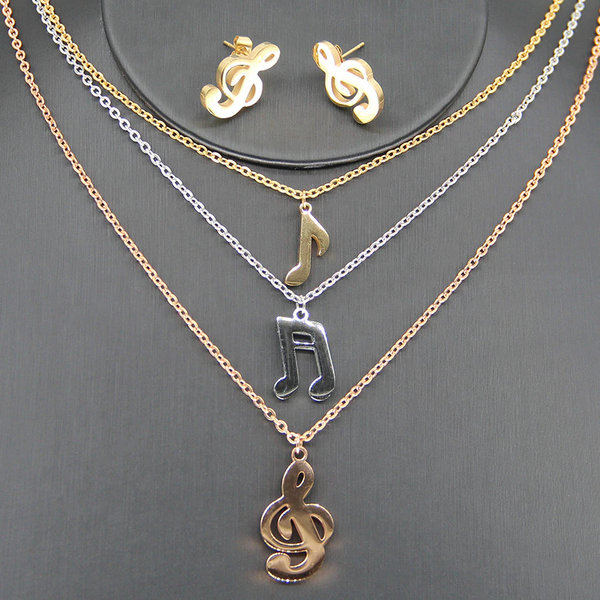 Music Notes Three Layers Jewelry Set - Artistic Pod
