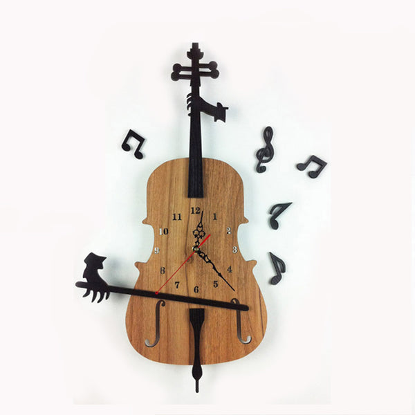 Violin Shaped Wood Clock - Artistic Pod