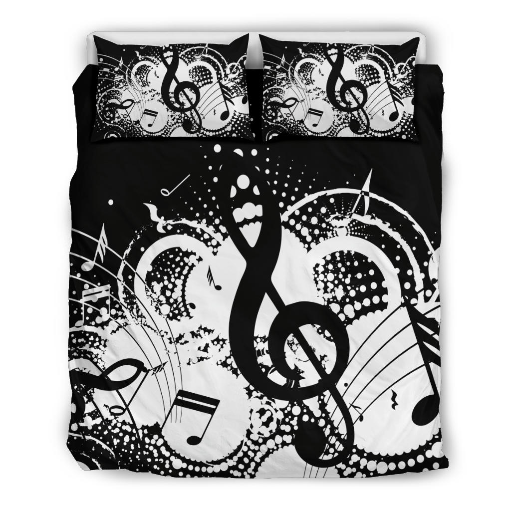Music Notes Art Black Bedding Set - Artistic Pod