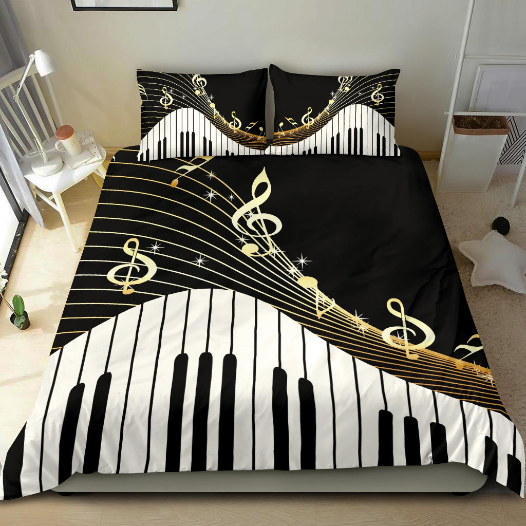 Piano Key And Music Notes Bedding Set - Artistic Pod
