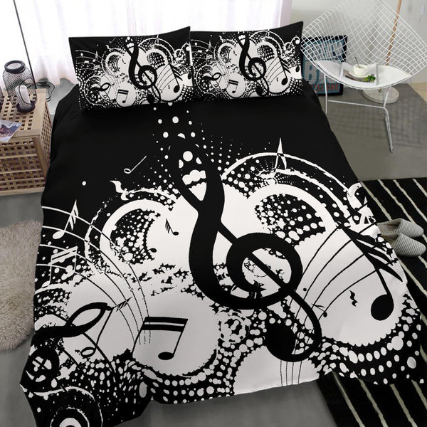 Music Notes Art Black Bedding Set - Artistic Pod