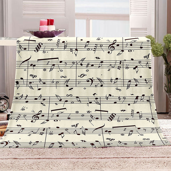 Music Note Printed Flannel Blanket - Artistic Pod