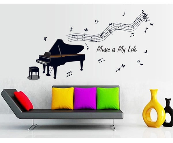 Piano Music Note Wall Sticker - Artistic Pod