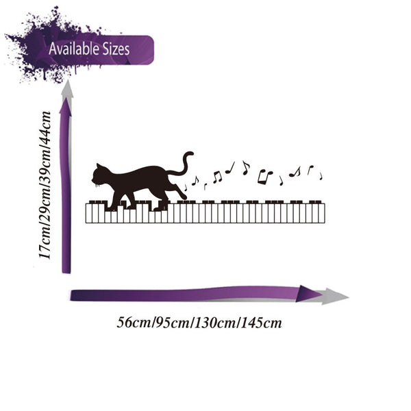 Piano Music Note Cat Wall Sticker - Artistic Pod